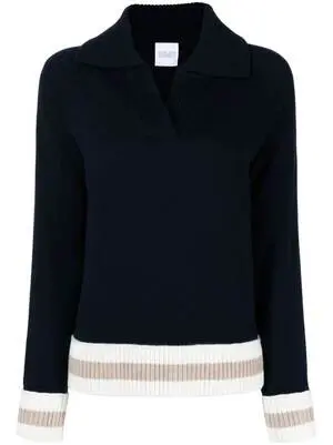 MADELEINE THOMPSON V-neck Knitted Jumper - Blue