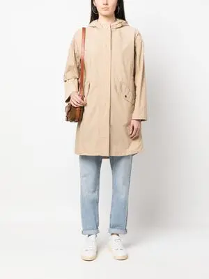 Woolrich Hooded Mid-length Coat - Neutrals