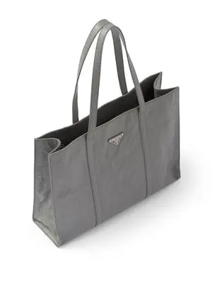 Prada Large Leather Tote Bag - Grey