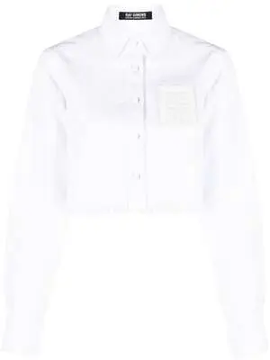 Raf Simons Logo-patch Cropped Shirt - White