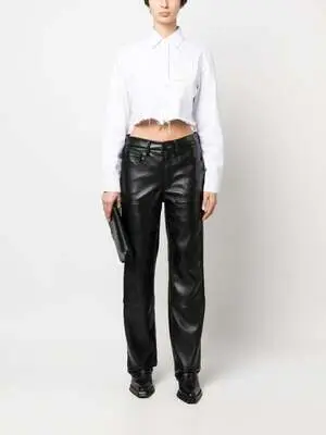 Raf Simons Logo-patch Cropped Shirt - White