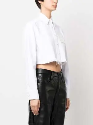 Raf Simons Logo-patch Cropped Shirt - White
