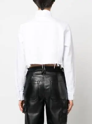 Raf Simons Logo-patch Cropped Shirt - White