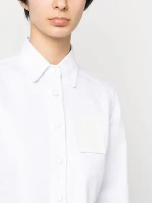 Raf Simons Logo-patch Cropped Shirt - White