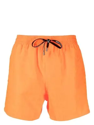 Balmain Logo-print Drawstring Swim-shorts - Orange