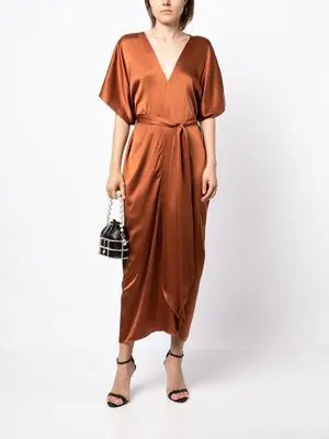 Voz Tied-waist Kaftan Dress - Brown