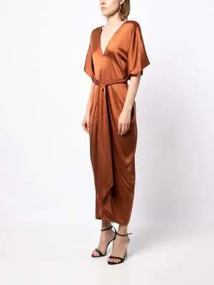 Voz Tied-waist Kaftan Dress - Brown