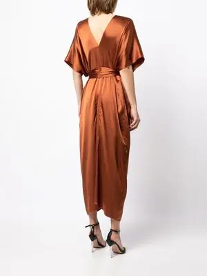 Voz Tied-waist Kaftan Dress - Brown