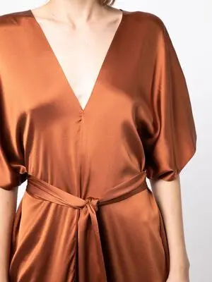 Voz Tied-waist Kaftan Dress - Brown
