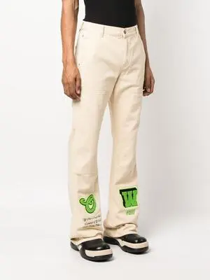 Off-White Logo-appliqué Straight-leg Jeans