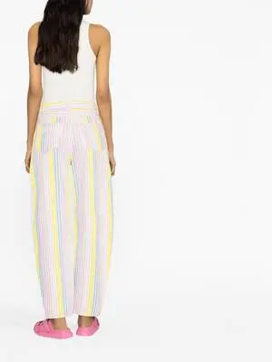 GANNI Striped Tapered Jeans - Pink