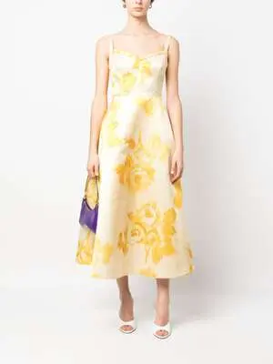 EMILIA WICKSTEAD Floral-print Midi Dress - Yellow