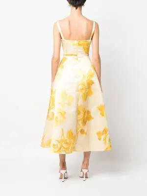 EMILIA WICKSTEAD Floral-print Midi Dress - Yellow