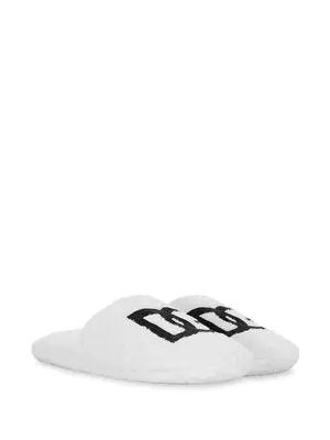 Dolce & Gabbana Embroidered Logo Cotton Slippers - White
