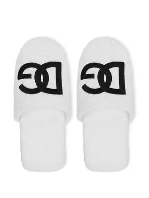 Dolce & Gabbana Embroidered Logo Cotton Slippers - White
