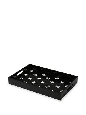 Dolce & Gabbana Dg Logo-print Wood Tray - Black