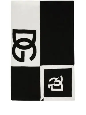 Dolce & Gabbana Logo Pattern Cotton Blanket - Black