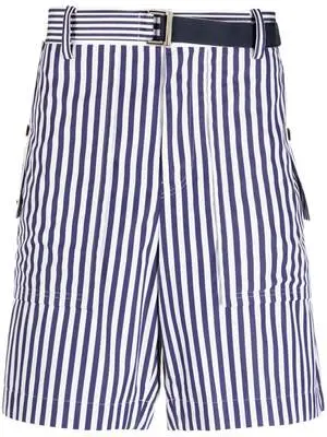 Sacai Vertical-stripe Print Cotton Shorts