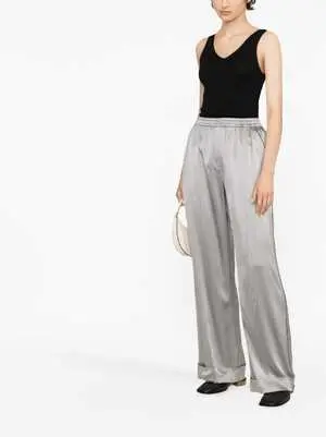 Dolce & Gabbana High-waist Silk Trousers - Grey