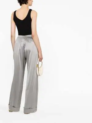 Dolce & Gabbana High-waist Silk Trousers - Grey