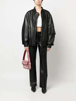 MANOKHI Savona Leather Bomber Jacket - Black