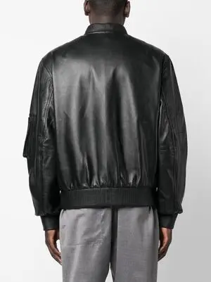 MANOKHI Savona Leather Bomber Jacket - Black