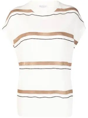BRUNELLO CUCINELLI Brunello Cucinelli Striped Linen Blend Top