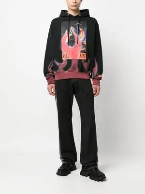 Heron Preston Flame Print Cotton Hoodie