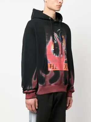 Heron Preston Flame Print Cotton Hoodie
