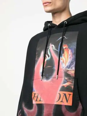 Heron Preston Flame Print Cotton Hoodie