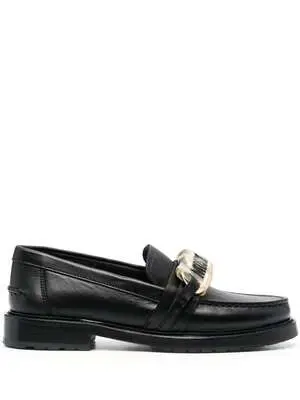 Moschino Plaque Leather Loafers