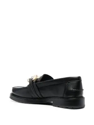Moschino Plaque Leather Loafers