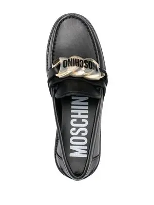 Moschino Plaque Leather Loafers