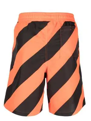 Off-White Diag Surfer Striped Swim Shorts - Orange