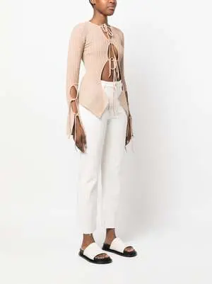 ANDREĀDAMO Cut-out Ribbed Top - Neutrals