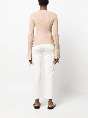 ANDREĀDAMO Cut-out Ribbed Top - Neutrals