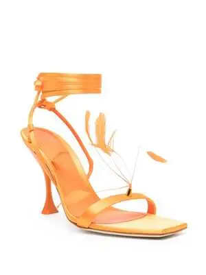 3JUIN Kimi Feather Satin Sandals