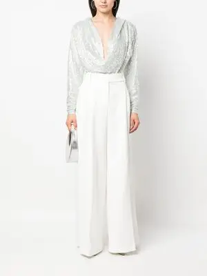 GENNY Sequin-embellished Long-sleeve Bodysuit