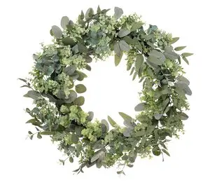 PULEO INTERNATIONAL Puleo 30' Eucalyptus Spring Wreath With Creepi G Jenny - One-color