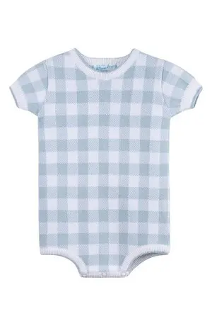 FELTMAN BROTHERS Gingham Cotton Romper - Powder Blue
