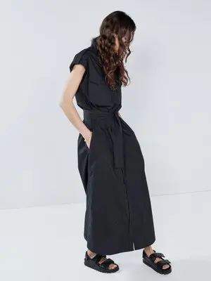 Raey Raey - Organic-cotton Shirt Dress - Womens - Black - Black