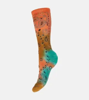 Alanui Bandana Cotton-blend Socks - Orange