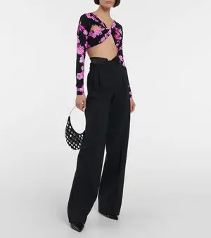 Coperni Floral Cropped Jersey Top