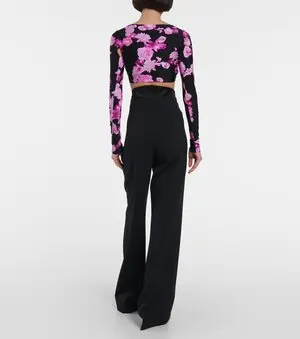 Coperni Floral Cropped Jersey Top