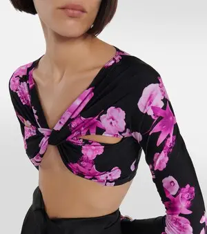 Coperni Floral Cropped Jersey Top