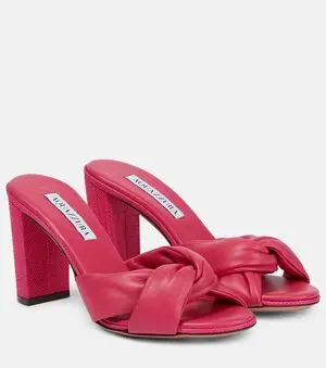 AQUAZZURA Olie 85 Leather Mules - Pink