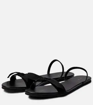 THE ROW Bow Leather Slingback Sandals