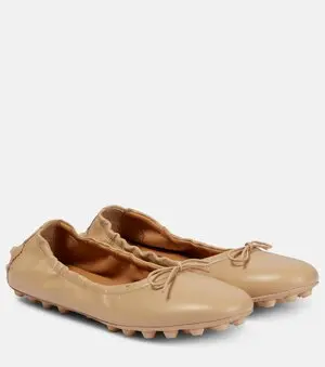TOD'S Bubble Leather Ballerinas - Beige