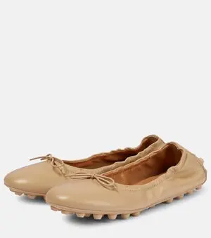 TOD'S Bubble Leather Ballerinas - Beige