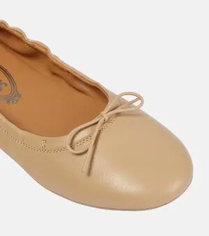 TOD'S Bubble Leather Ballerinas - Beige